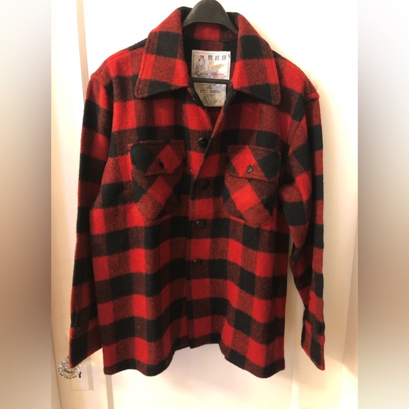 Jackets & Coats | Vintage Mens Red Plaid Wool Jacket Not Worn ...